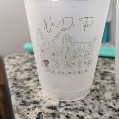 Custom Pet Portrait Wedding Stadium Cups, Custom Pet Illustration ...