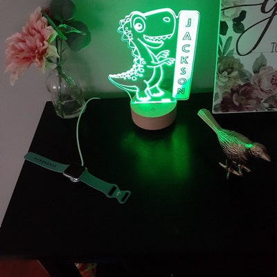 Dinosaur Decor Lamp, Personalized LED Night Light, Nursery Baby Kids ...