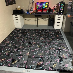 Yellow and Black Mid Century Modern Rug, Scandinavian Style, Living ...