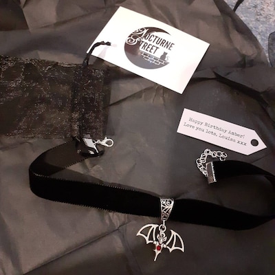 Black Velvet Choker With Bat Charm Bat Choker, Bat Jewelry, Goth Choker ...