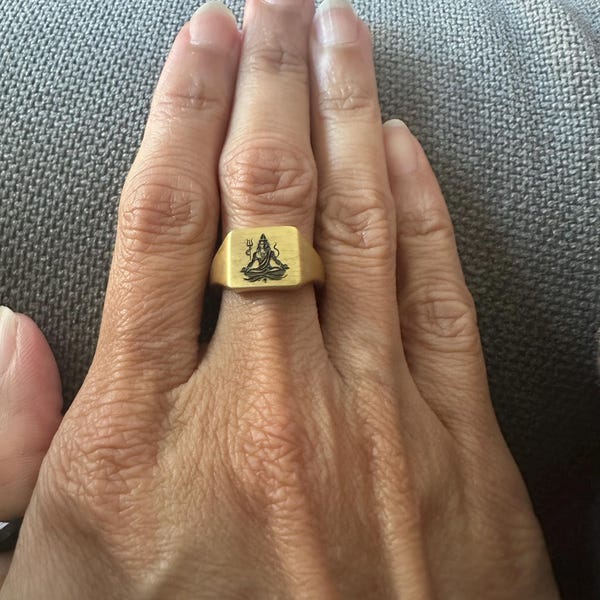 Engraved Shiva Signet Ring · Custom Shiva Ring · Indian Ring · Square ...