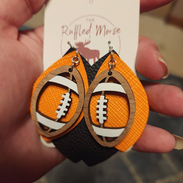 Custom Team Earrings, Football Earrings Wooden, Sports Earrings ...