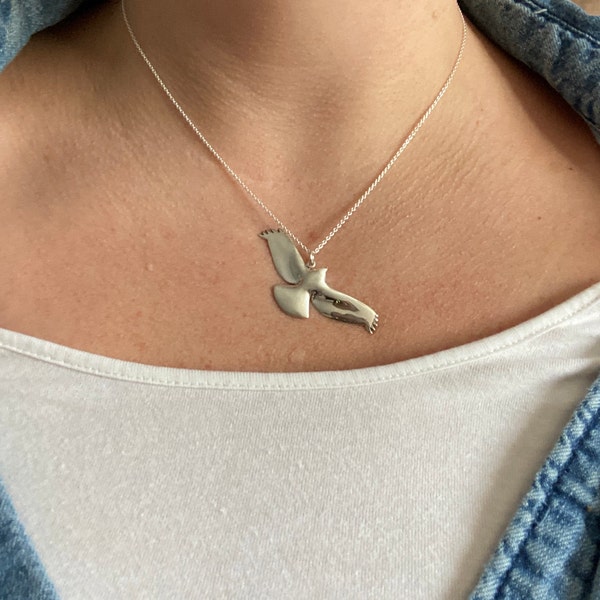 Elegant Hawk Pendant: Soaring Jewelry for Nature Lovers Solid Sterling ...