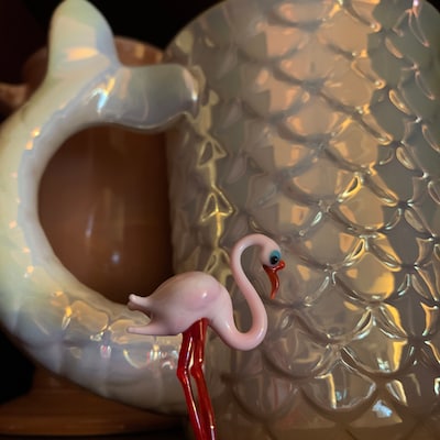 Glass Hand-blown Glass Flamingo Collectible Figurine,glass Flamingo ...