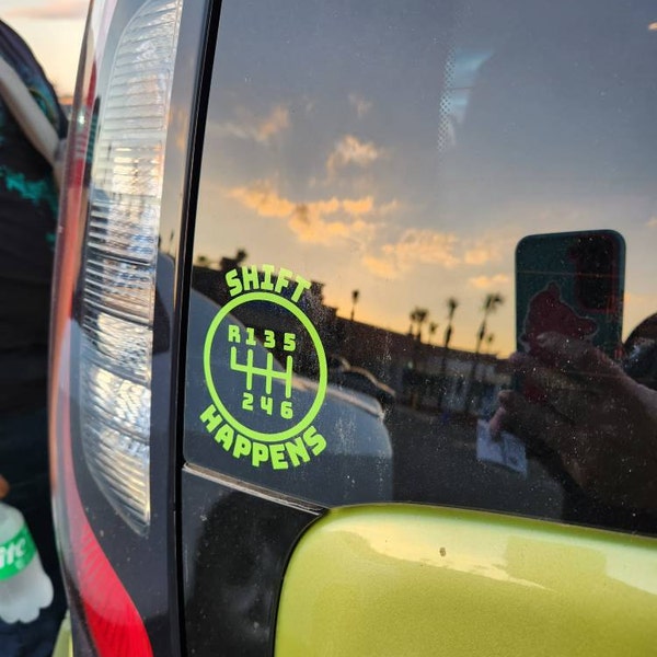6 Speed Gear Vinyl Decal, 6 Speed Shift Happens Stick Shift Manual Car ...