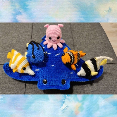 PATTERN PACK Mega Ray and 7 Sea Friends Patterns Ray, Angelfish, Blue ...