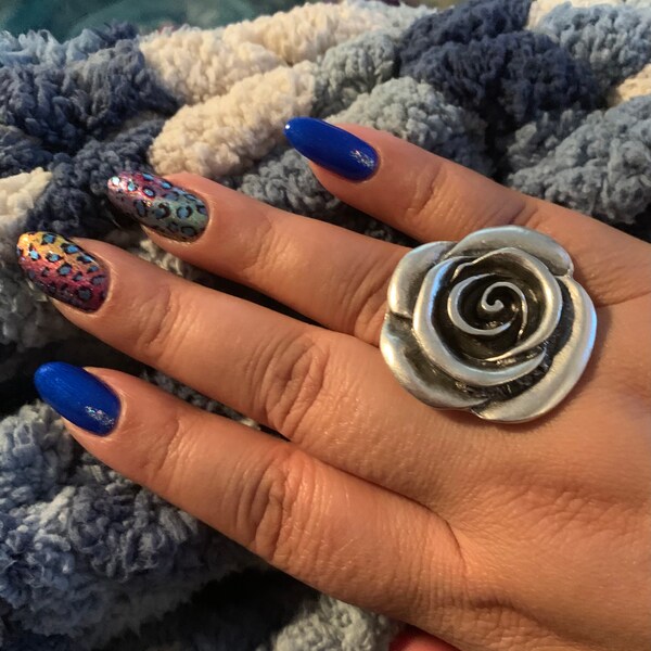 Adjustable Chunky Silver Boho Ring, Statement Wide Band Ring, Large ...