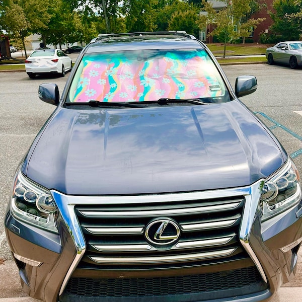 Pink Daisy Car Sun Shade, Windshield Sun Shade, Sun Shade Panel, Sun ...