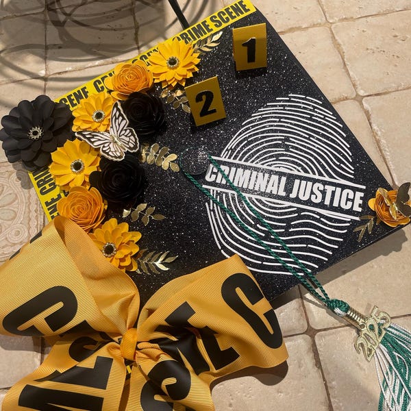 Glitter Cardstock Graduation Topper for Criminal Justice Major With ...