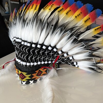 Indian Headdress Blue Replica Feather Warbonnet Native American ...