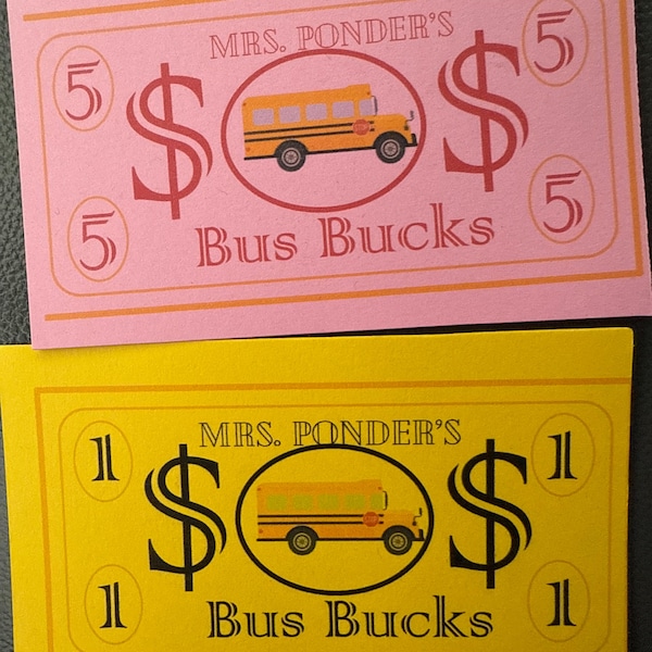 Bus Bucks, Reward Bucks, Printable Money, Play Money for Rewards ...