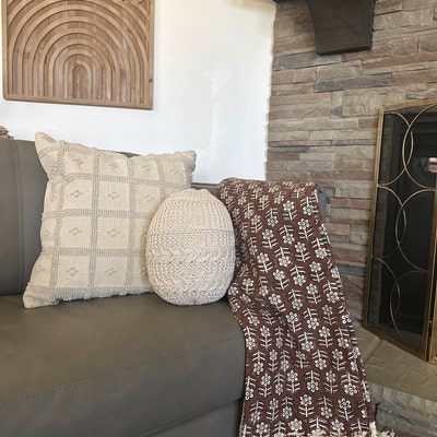 Indian Handmade Wool Throw Blanket Bhujodi Blanket Wool Blanket in Dark ...