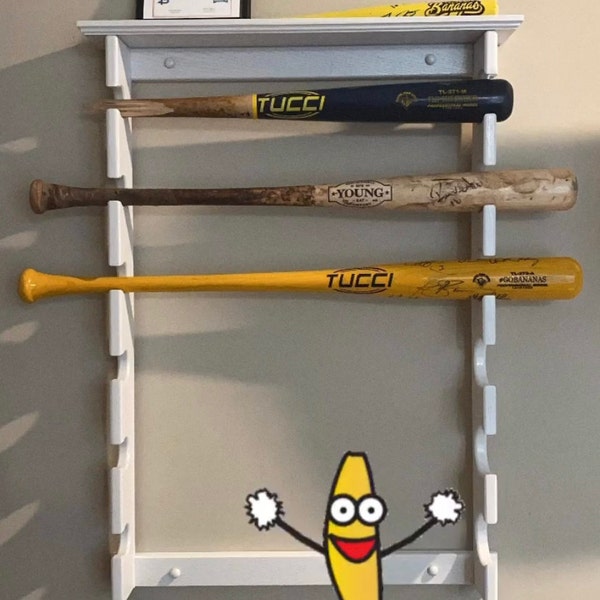 Horizontal 6 Baseball Bat Rack With Trophy or Ball Shelf for Regular ...