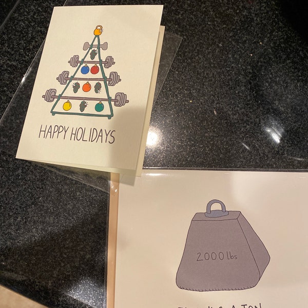 Thank You Card Cute | Thanks A Ton Barbell | Thank You Card Punny ...