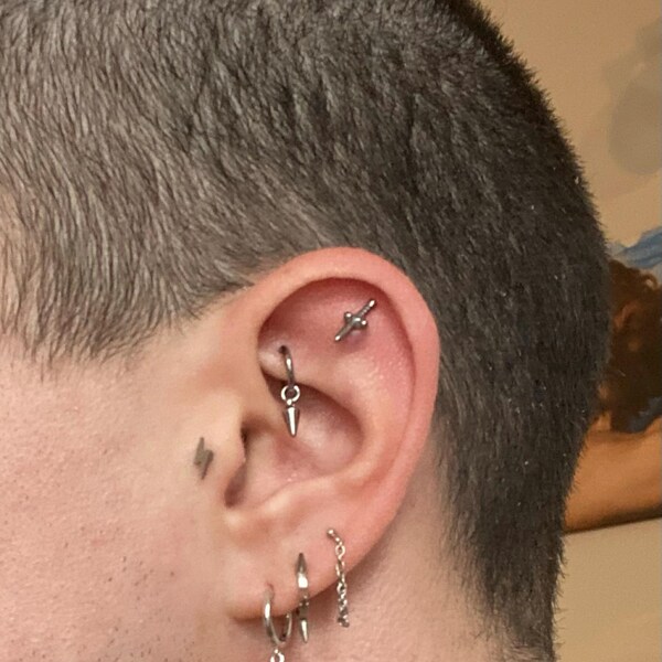 6mm-12mm, Dainty Emerald Teardrop Double Chain Helix Piercing ...