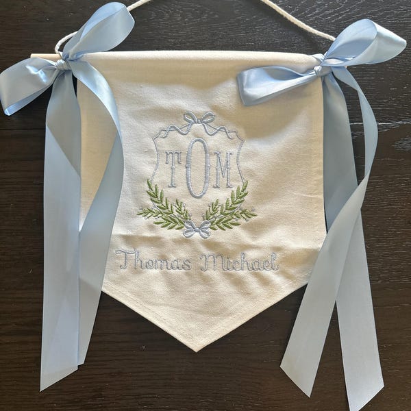 Monogrammed Applique Puffy Letters Baby Banner High Chair First ...