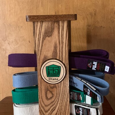 Martial Arts Belt Display Oak Pine Wall Hanging Belt Rack Organizer ...