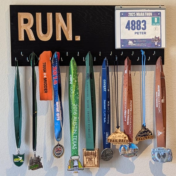 Running and Race Bibs Medal Hanger, Personalized Medal Display Rack ...