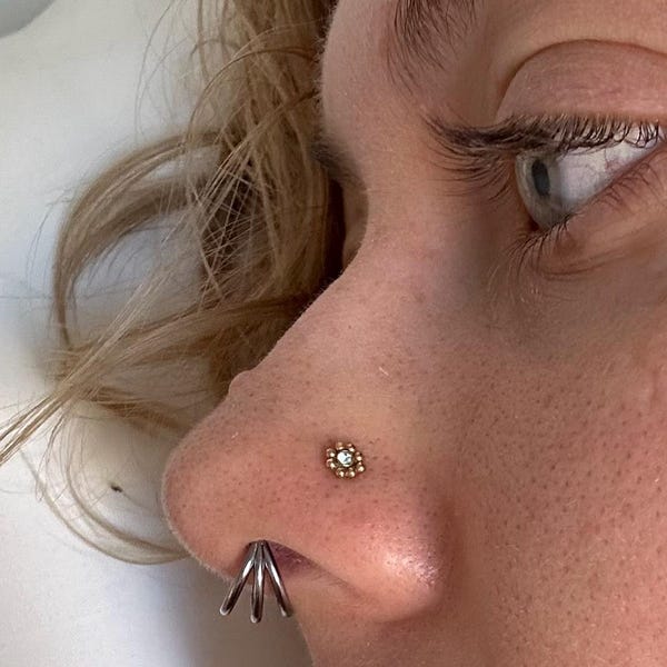 Split Triple Septum Ring, Nose Ring, Hoop Earring, Conch Hoop, 18, 16ga ...