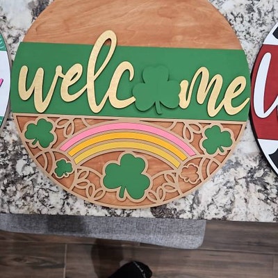 Welcome Tulip Sign, Round Door Hanger Svg, Glowforge Laser Cut File ...