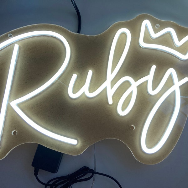 Personalized Crown Neon Sign for Kids Room, Custom Baby Name Led Neon ...