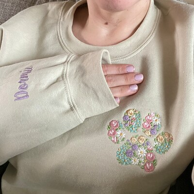 Floral Embroidered Fall Sweatshirt Custom Autumn Crewneck W - Etsy