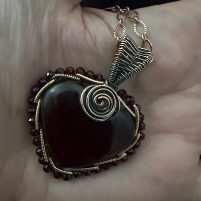 Red Flash Labradorite Gemstone Pendant Copper Wire Wrapped Pendant ...