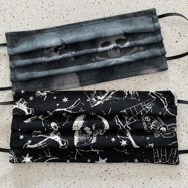 Face Mask in Dark Quirky Fabrics | 3 Layers | Reversible | Ready to ...