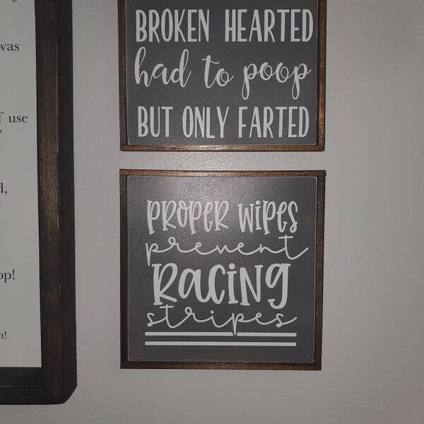 Rustic Farmhouse Style Signs, Now in Two Sizes! Funny Bathroom Signs ...