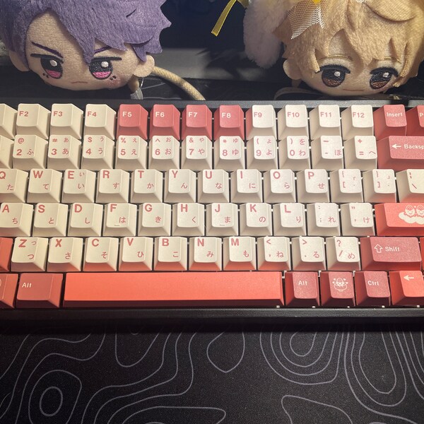 Strawberry Mochi Daifuku Keycap Set 129 Piece Cherry Profile PBT Subdye ...