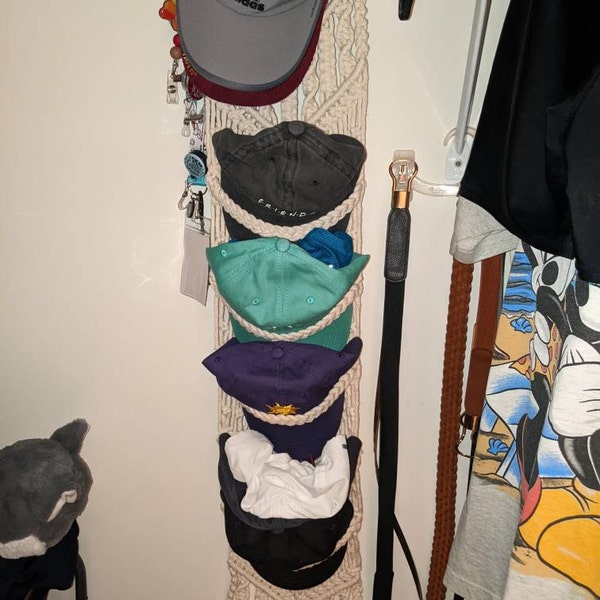 Macrame Baseball Cap Hanger Wall Mounted Hat Display Rack Handmade ...