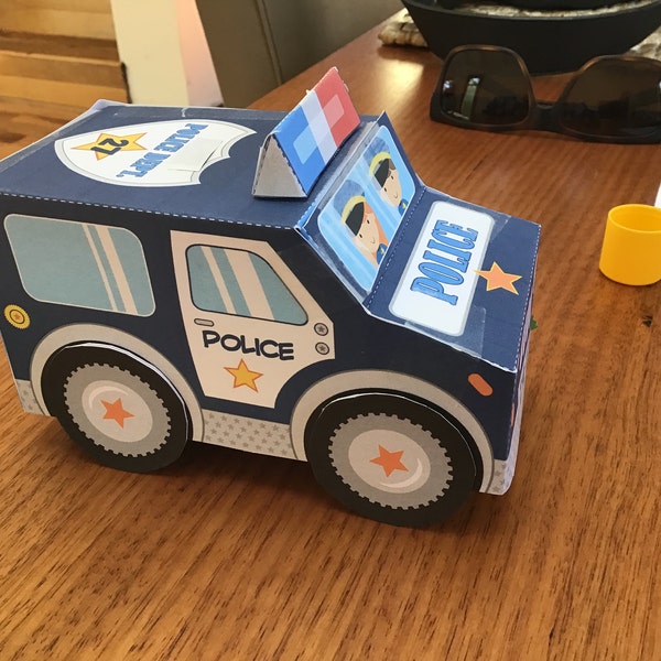Police Car Favor Box Centerpiece Decoration, First Responder Printable ...