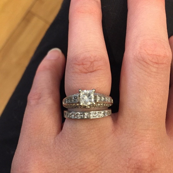 3mm Half Eternity Band Ring Invisible Princess Cut Simulated Diamond CZ ...