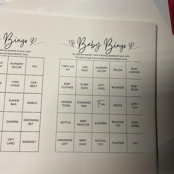 100 Baby Girl Bingo Cards, Baby Girl Bingo Game Cards, Baby Gift Bingo ...