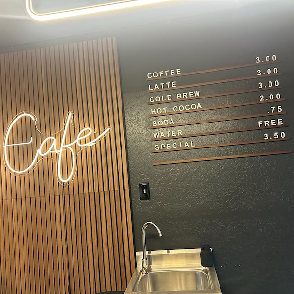 Menu Board, Wall Menu, Changeable Letter Board, Oak Menu Board, Cafe ...