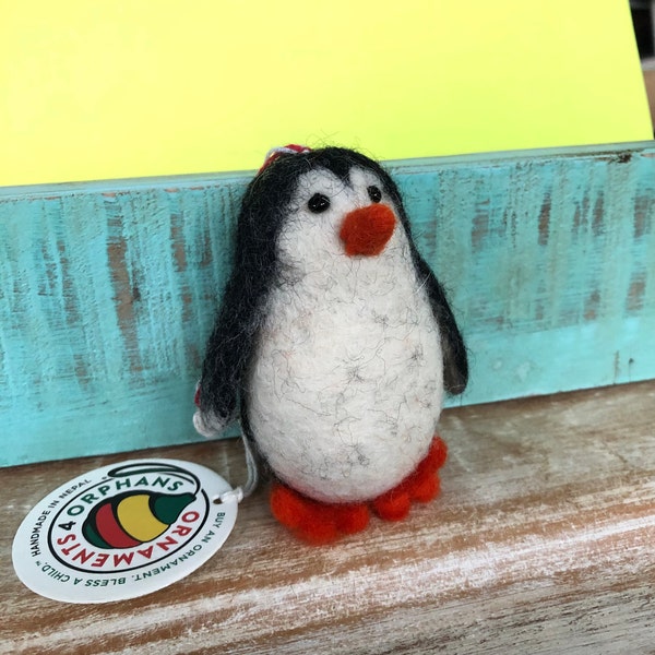 Penguin Tufted Wool Ornament Handmade Fair Trade From Nepal - Etsy