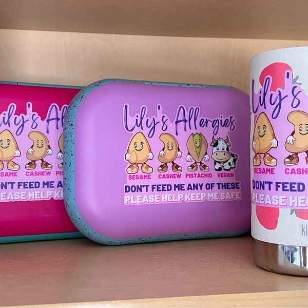 Customized Food Allergy Label Kid School Allergies Sticker Lunch Box ...