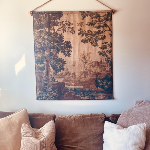 Handmade 100% LINEN 'golden Tapestry' Wall Hanging - 17th Century ...