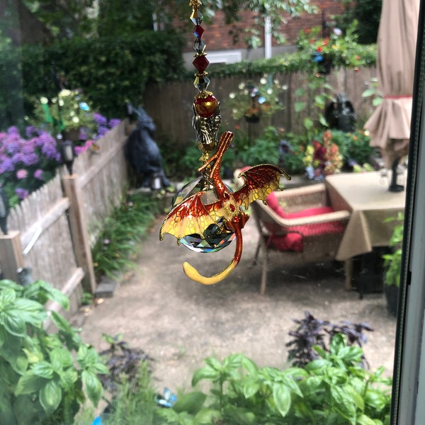 CELTIC DRAGON CRYSTAL Sun Catcher Window Prism Art Decor Ornament ...