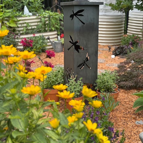 Custom Sized Garden Column W/solar Lighted Top -garden Pillar - Pine ...