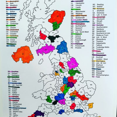 EDITABLE UK Postcode Sales Map, Business Colour in Map, Etsy Sales ...