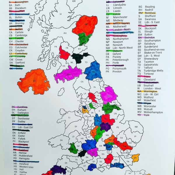 EDITABLE UK Postcode Sales Map, Business Colour in Map, Etsy Sales ...