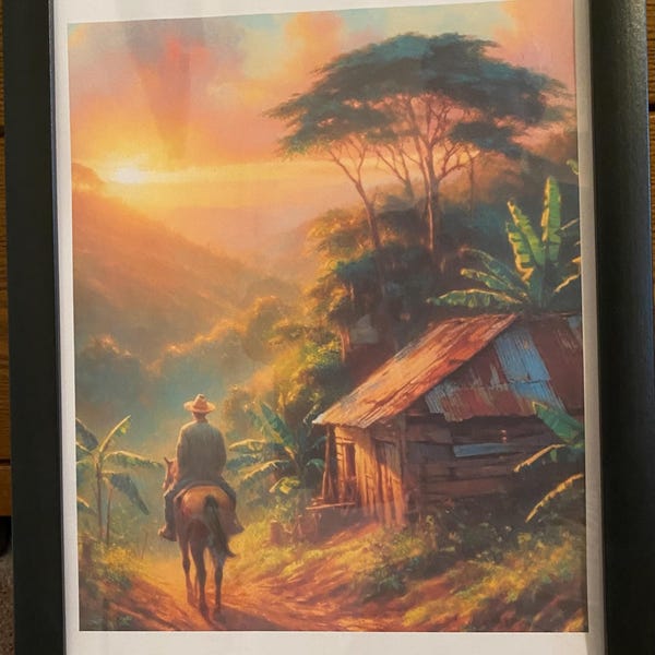 Puerto Rican Sunrise "a Caballo Temprano Rumbo Pal' Cafetal" Giclee Art ...