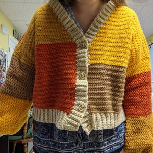 Crochet Colorblock Cardigan Written Pattern - Etsy