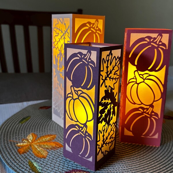 Fall SVG Lantern Template 3D Thanksgiving Dinner Decor Autumn Leaves ...