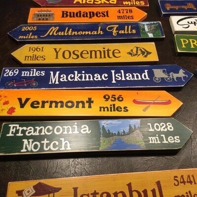 Hand Painted Distressed Wooden Directional Signs, Fantasy Directional ...