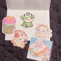 Fruit Cow Stickers, Kawaii Cow Sticker, Cute Strawberry Cow Sticker ...
