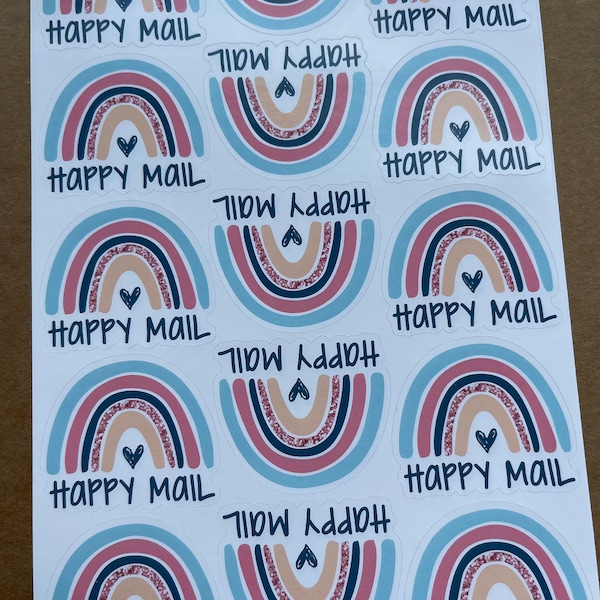 Happy Mail Rainbow Stickers, Thank You for Shopping Small, Supporting ...