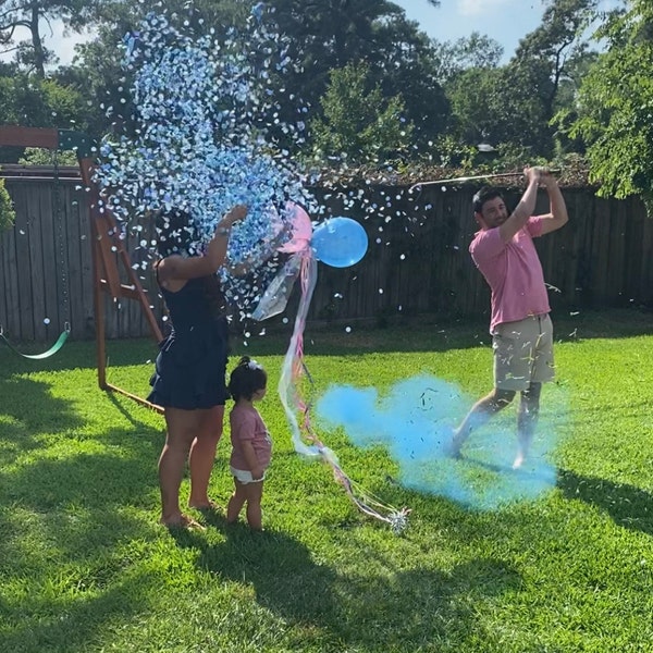 36" Black Gender Reveal Balloon Filled With Designer Pink or Blue ...