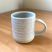 Bulb Mug: Speckled White Pottery Mug/ Pottery Gift/ Stoneware Mug ...